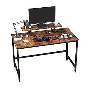 JOISCOPE Computer Desk with Monitor Stand, Study Desk for Home Office, Gaming Desk with Dual Monitor Stand Hutch, Wood and Metal, 47 inches(Vintage Oak Finish)