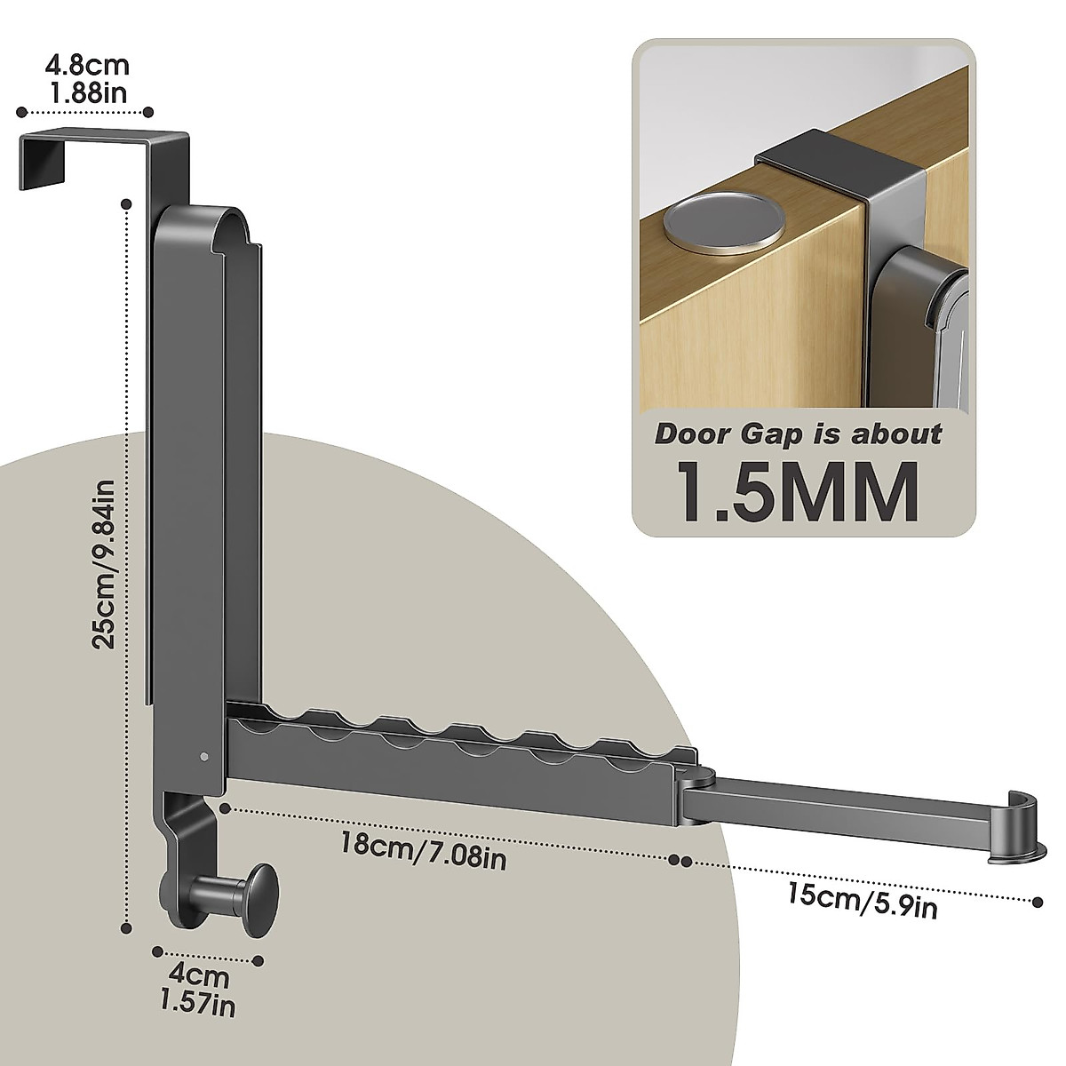 SAYIHEXIHE Over The Door Collapsible Drying Racks for Laundry, Indoor Small Hanging Clothes Drying Rack, Portable and Foldable Rv Clothes Drying Rack, Over The Door Clothes Hanger Towel Rack,Grey