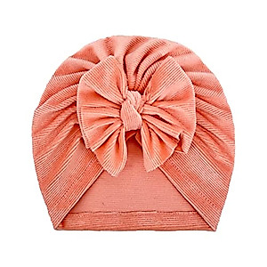 FOUTTUE Infant Caps with Bows Girls Solid Fleece Cap Beanie Bowknot Elastics Turban Hat Toddler Knit (1-A+B+C+G+H+I, One Size)