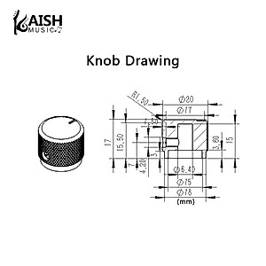KAISH 2pcs 51/64"(20mm) Diam. Aluminium Potentiometer Knobs 1/4" Universal Metal Pot Control Knobs for Guitar/Bass/AMPS Amplifier/Preamps/Efffect Pedal/Audio Equipments Black with Indicator Line