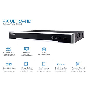4K 8-Channel PoE Network Video Recorder NVR, Embedded Plug & Play DS-7608NI-I2/8P(2021 New Version)