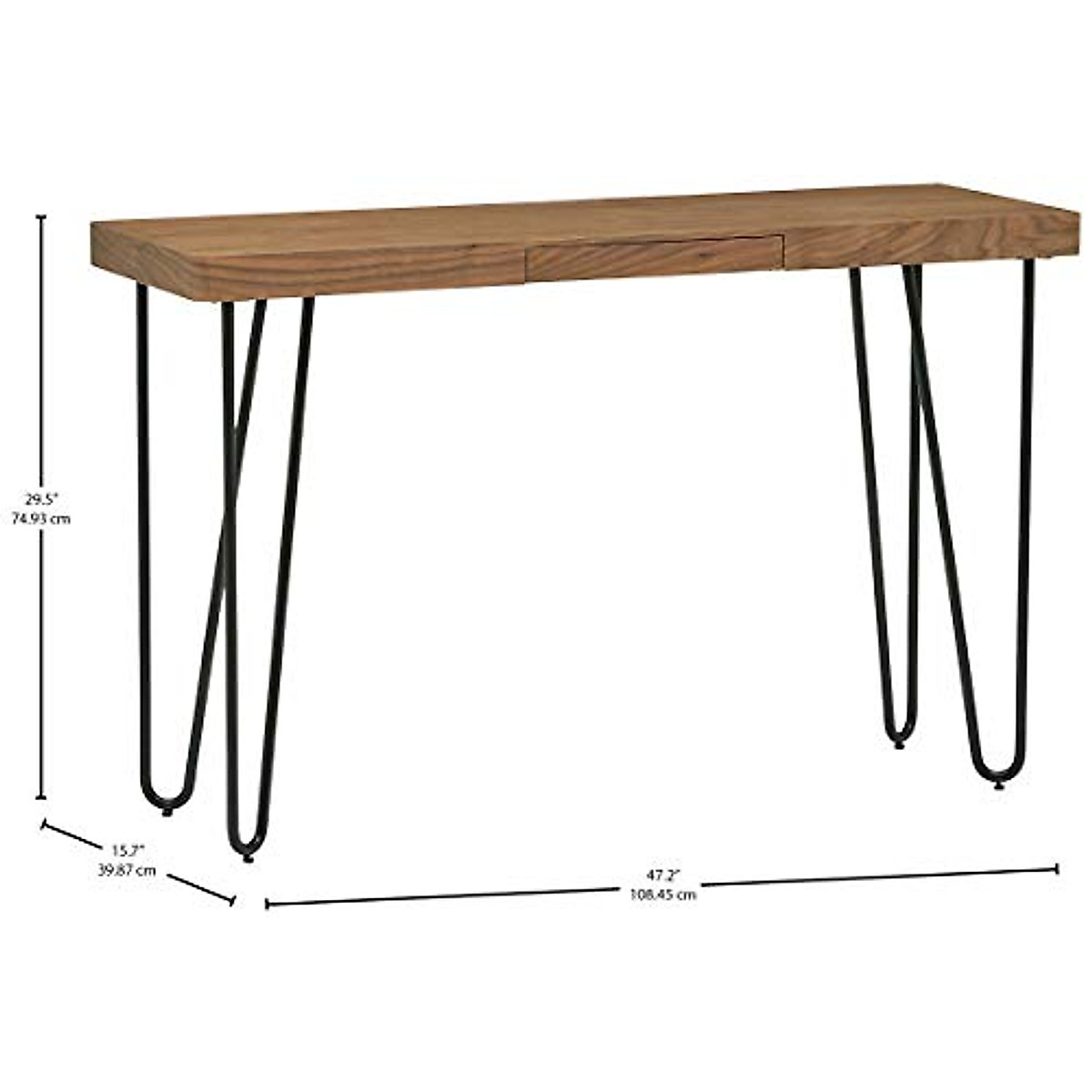 Amazon Brand – Rivet Hairpin Wood and Metal Tall 29.5" Console Bar Table, Walnut and Black