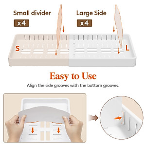 Lifewit Lid Organizers for Cabinet Adjustable, Extra Large 13-24" Food Storage Container Lid Divider with 8 Inserts & 21 Compartments, Plastic Lid Holder Inside Cabinet in Kitchen/Pantry Organization