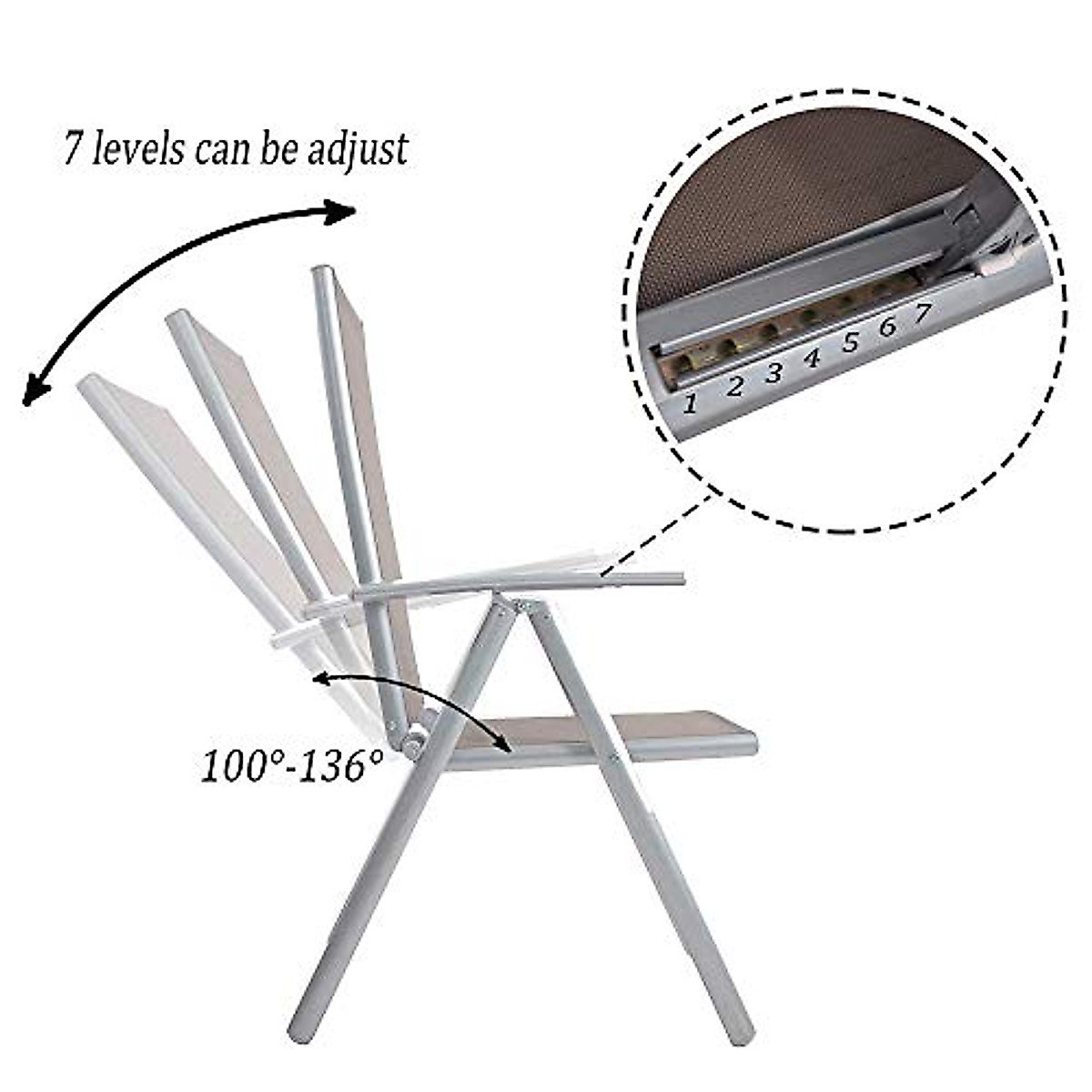 KARMAS PRODUCT Sets of 2 Folding Patio Chairs, Portable Sling Chair with Armrests for Outdoor Lawn Garden Backyard Poolside