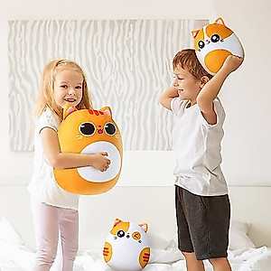 Officygnet Cat Plush Toy, Set of 3 Cute Cat Stuffed Animals Plushies, Kawaii Soft Cat Plush Pillow for Kids Girls, Perfect Christmas Birthday Gifts