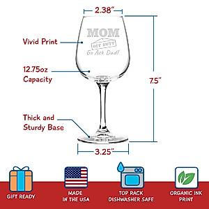 Mom Off Duty Funny Mom Wine Glass- Funny Wine Glasses to Mom for Birthday- Gift for Her, Mom, Best Friend or Wife Gifts- Unique Present Idea when Mommin' Ain't Easy