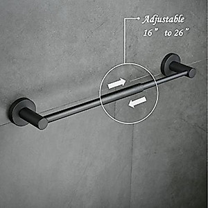Adjustable Retractable Towel Bar 16”to 26”, SHUNLI Black Bathroom Towel Rack Bath Hand Towel Holder Flexible, Wall Mounted/SUS304 Stainless Steel