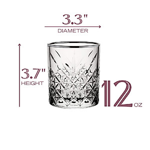 Speakeasy Collection Vintage Old Fashioned Glasses | Classic Whiskey Set of 2 | 12 oz Lead-free Cocktail Glassware for Scotch Bourbon | Neat or Rocks | Beautiful Gift Box Packaging Designed in Tuscany