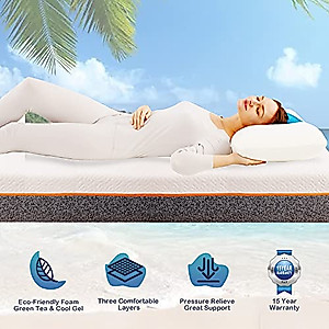 Askme Queen Mattress 10 Inches Memory Foam Mattress,Medium Firm Cooling Gel Queen Size Mattress Bed in a Box，Breathable Soft Cooling Fabric Cover CertiPUR-US Certified, Pressure Relieving