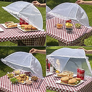 Sorbus Inflatable Serving Bar & food umbrella mesh cover Screen Tent set for Food and Beverages, Perfect for BBQ, Picnic Pool Outdoor Party Supplies, Buffet Luau Cooler (2 Salad Bars 6 Food Umbrellas)