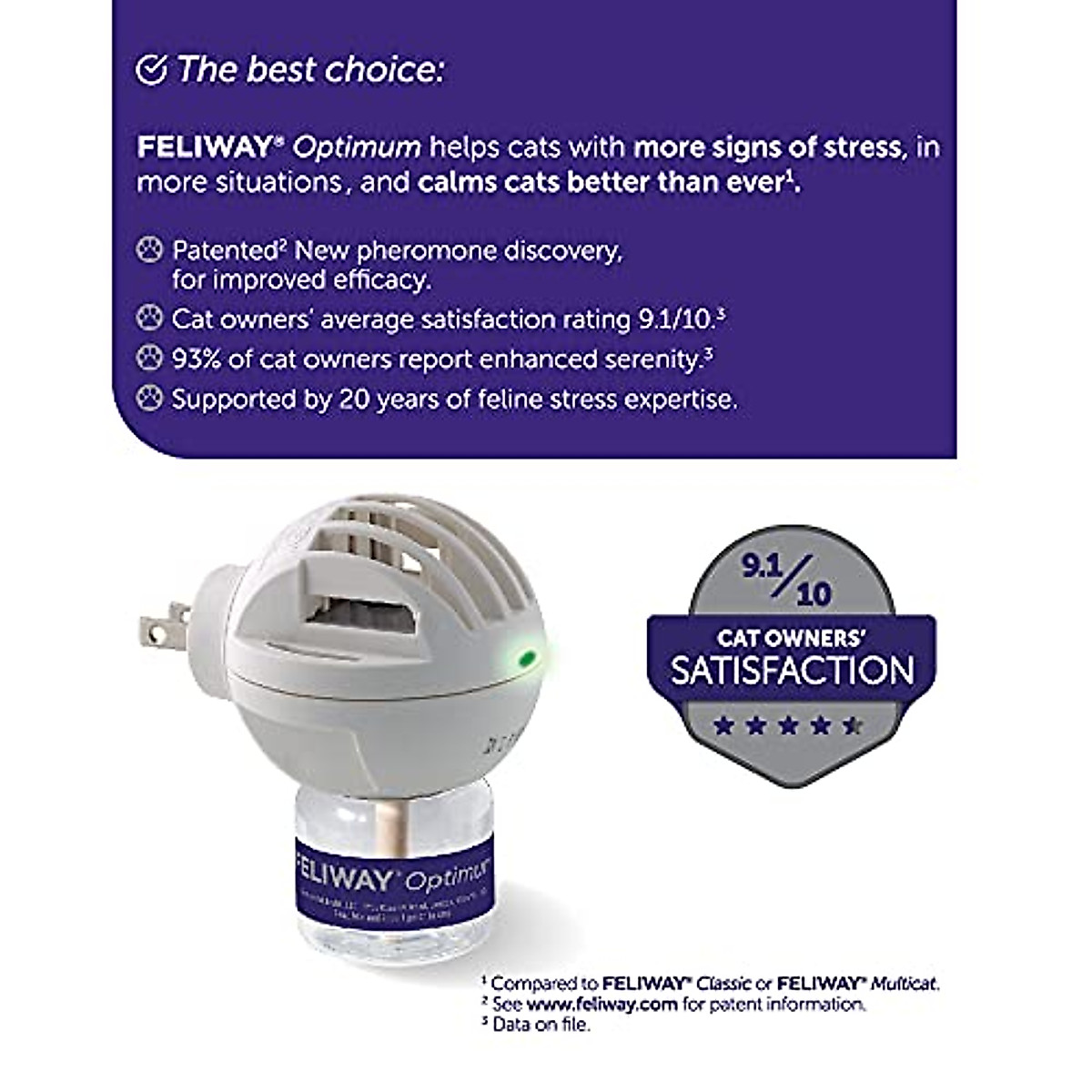 FELIWAY Optimum Cat, Enhanced Calming Pheromone Diffuser, 30 Day Starter Kit (48 mL)
