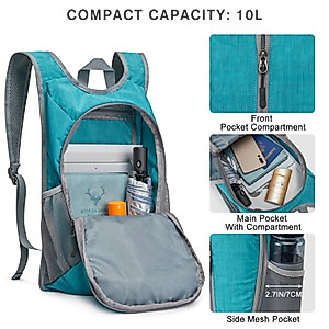 G4Free 10L Hiking Backpack Small Travel Hiking Daypack Lightweight Packable Backpack Casual Foldable Shoulder Bag