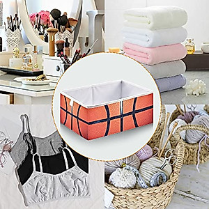 RunningBear Basketball Storage Basket Storage Bin Square Collapsible Nursery Baskets Shelves Cloth Baskets Organizer for Kids Room Bedroom