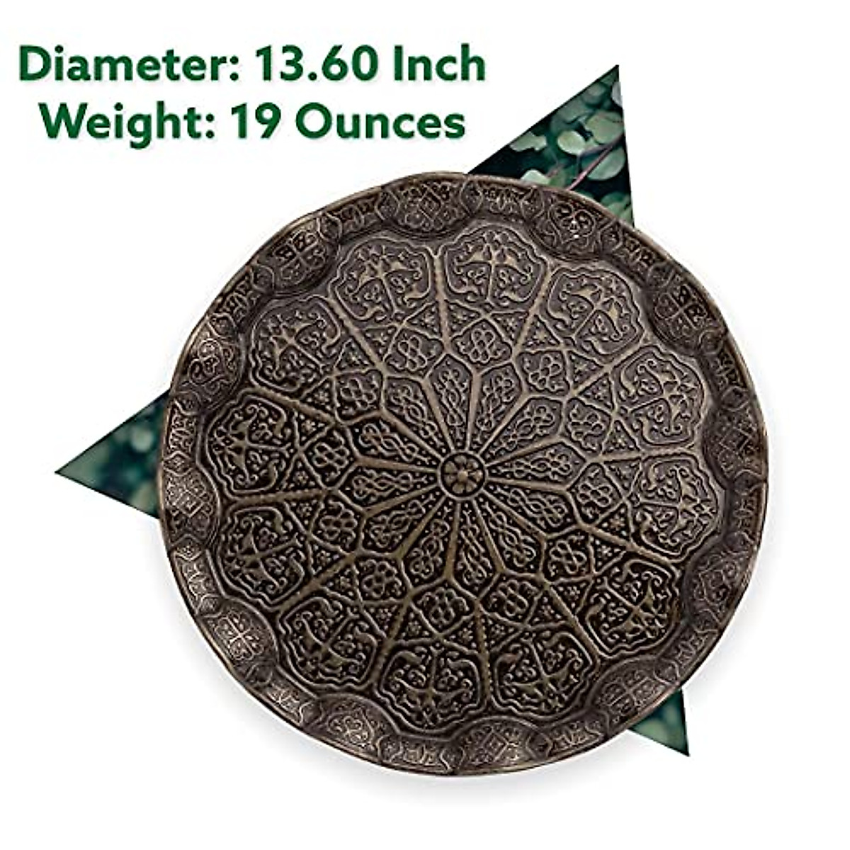 Alisveristime Turkish Ottoman Coffee Tea Beverage Serving Wavy Tray 35cm (Antik Green)