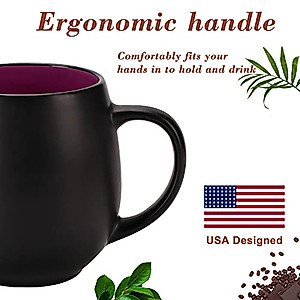 Vivimee 4 Pack Ceramic Coffee Mug Sets, 20 Ounce Large Coffee Mugs, Black Coffee Mug, Restaurant Coffee Cups for Coffee, Tea, Cappuccino, Cocoa, Cereal, Black outside and Colorful inside