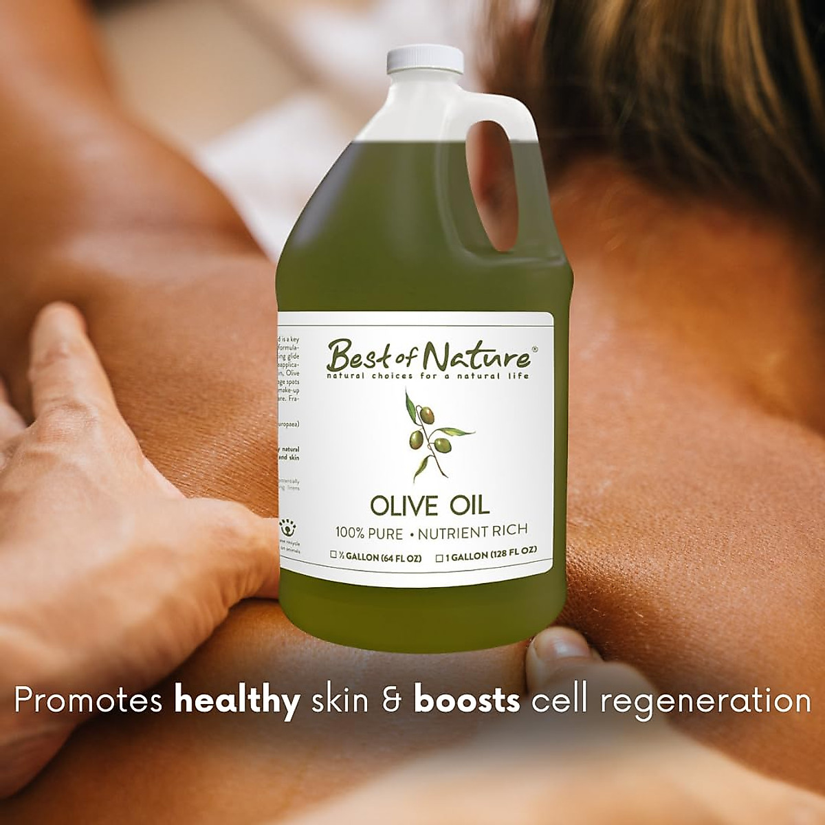 Best of Nature 100% Pure Olive Massage & Body Oil – Cold Pressed, Natural & Unscented Moisturizer for Skin, Hair & Bath, 8 fl oz