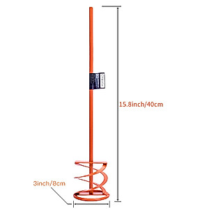 Paint & Mortar Mixer| 16" L, 3" Dia Compound, Sealer, Grout, Thinset, Plaster, Mud, Cement Mixer Stirring Paddle -Professional Paint Mixer Attachment-Zinc Plated Steel (Style# 02)