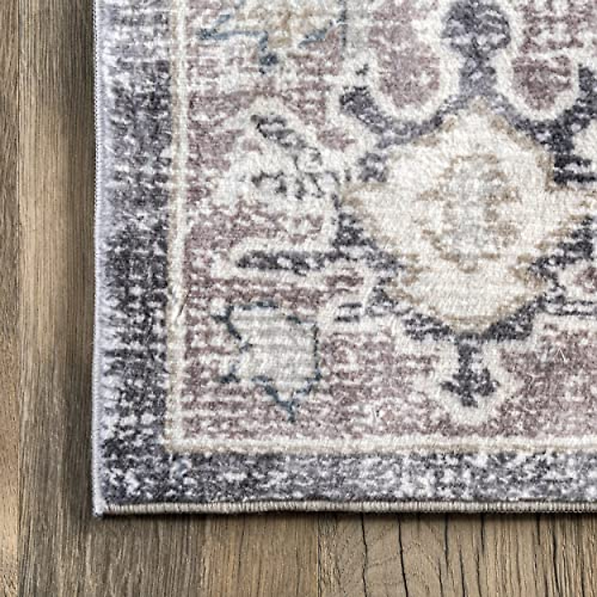 nuLOOM Josephine Distressed Floral Medallion Area Rug, 4' x 6', Grey