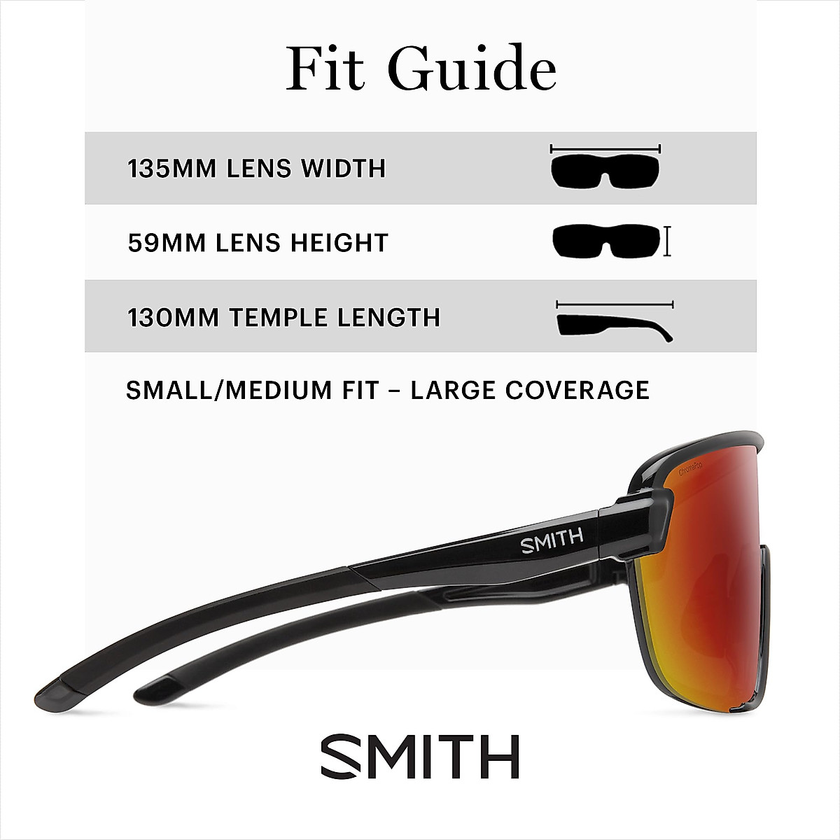 SMITH Bobcat Sunglasses – Shield Lens Performance Sports Sunglasses for Skiing, Biking, MTB, Mountaineering & More – For Men & Women – Black + Red ChromaPop Mirror Lens