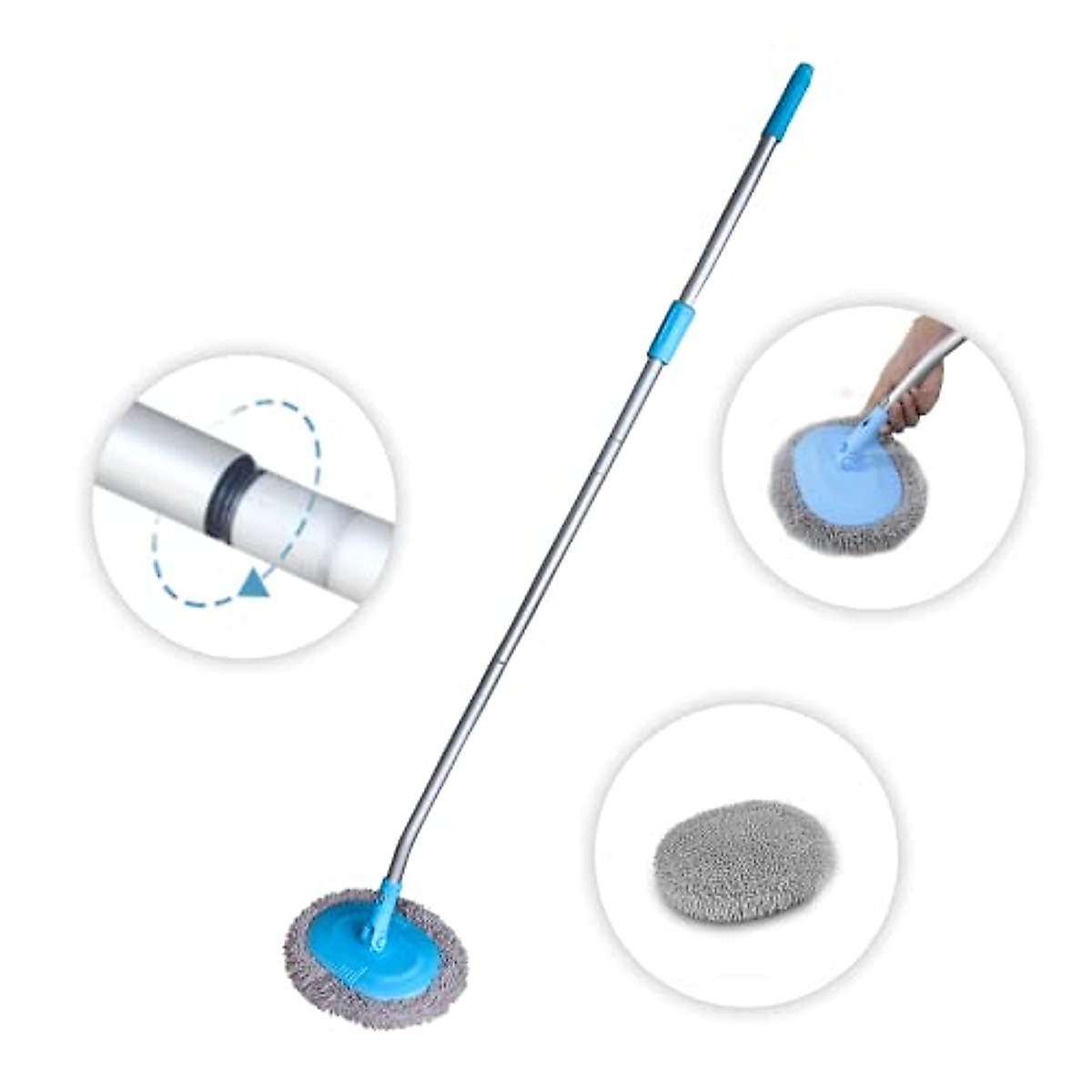 BYGD Car Wash Brush with Long Handle,Retractable Car Cleaning Brush, 66" Chenille Microfiber Car Washing Mop with 15°Curve Extension Pole Labor-Saving, Car Wash Kit for Cleaning Truck RV SUV