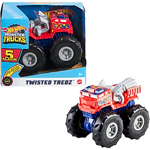 Hot Wheels Monster Trucks Twisted Tredz Vehicles, Creature-Themed 1:43 Scale Toy Truck with Pull-Back Motor & Giant Wheels, Gift for Kids Ages 3 Years Old & Up
