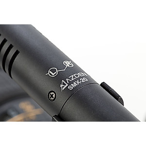 Azden SMX-20 Compact High-Performance Directional Stereo mic with stereo mini-plug output cable, windscreen and shock-mount holder