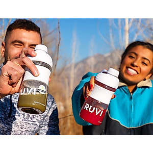 RUVI Shaker Bottle Sport Mixer | Perfect for Blended Smoothies, Protein Powder Shakes & Mixes | Workout Container with Athletic SportGrip™ | No-Spill, Twistable Cap | 20 oz, Clear