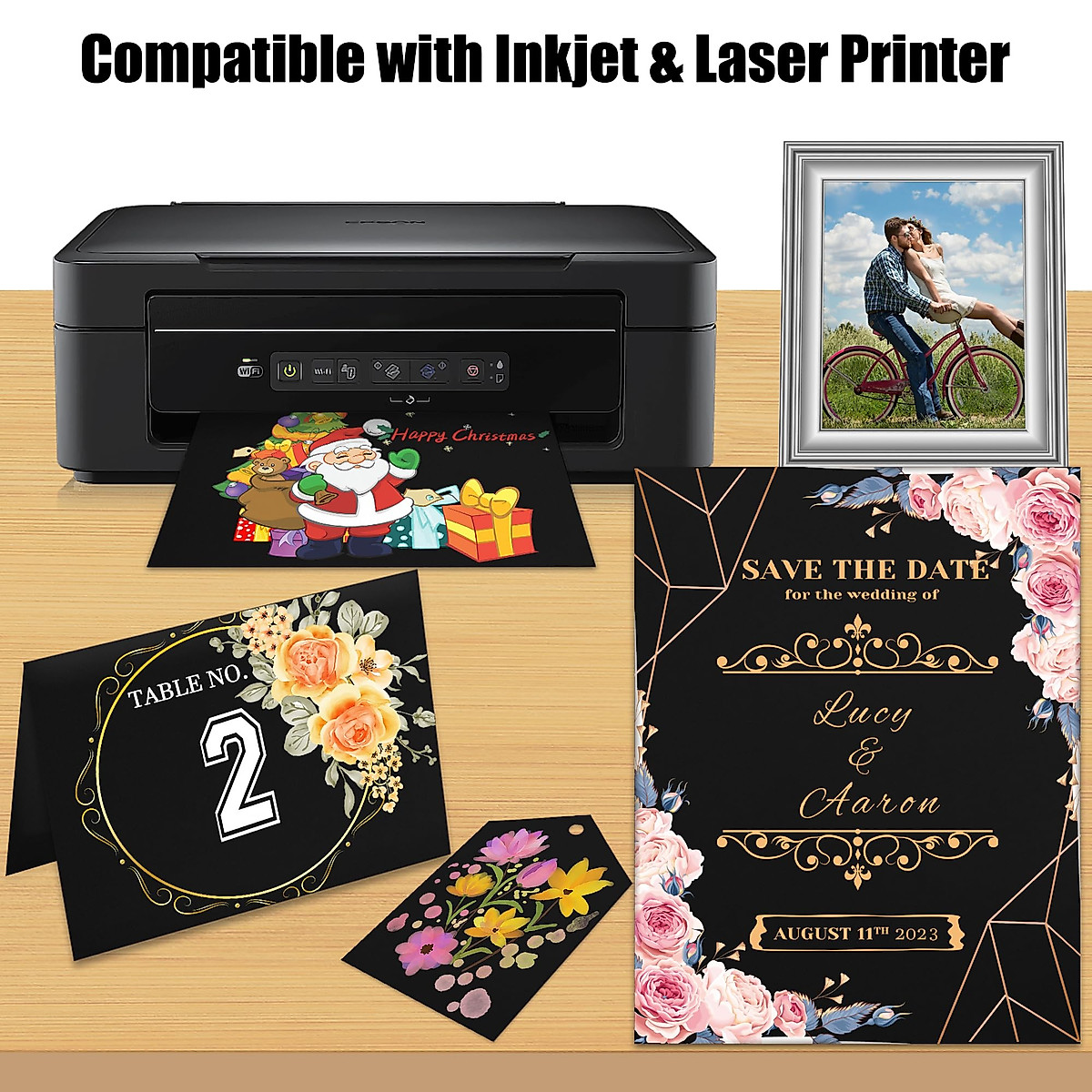 Twavang 25 Sheets Black Cardstock Paper 8.5'' x 11'', 250gsm/92lb Thick Paper for Scrapbook, Invitations, Printing and DIY Cards