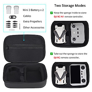 PONYRC Portable Storage Bag for DJI Mini 3/ Mini 3 Pro (DJI RC/RC-N1 Remote Controller) Waterproof PU Leather Carrying Case for DJI Mini 3/ Mini 3 Pro Drone and Accessories