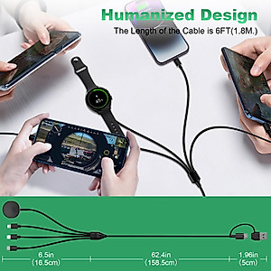 Quanlex 4 in 2 Watch Charger for Samsung Watch, USB-C, Micro USB and Lightning Cable, Galaxy Watch Charger for Samsung Galaxy Watch 3 4 5 Pro 4 Classic, Active 2 1, Galaxy S23/S22/S20, iPhone