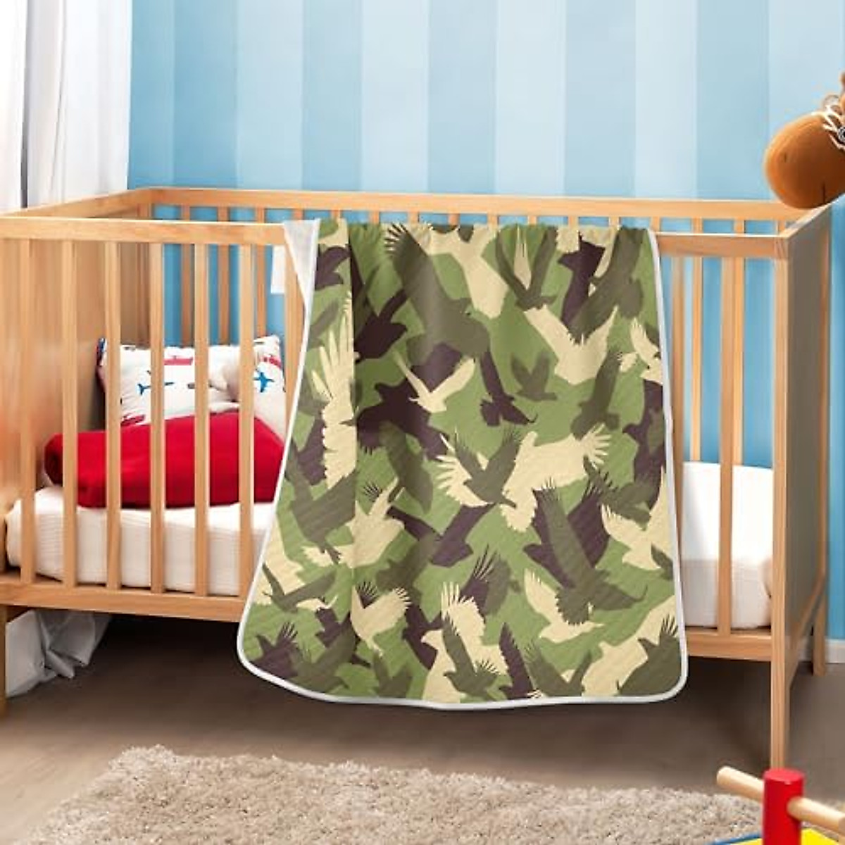 Kigai Camouflage Birds Baby Blanket for Boys Girls, Swaddle Blankets Soft Cozy Nursery Receiving Blankets Travel Blanket Throw Blankets for Toddler Newborn, 30 x 40 Inch