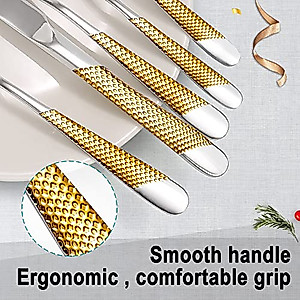 Gold Silverware Set, 20 Piece 18/10 Stainless Steel Flatware Set for 4, ASKSCICI Forks and Spoons Silverware Set for Kitchen and Family Gatherings