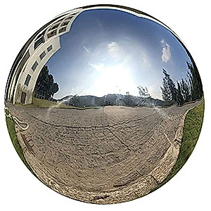 HomDSim 8 inch Gazing Globe Mirror Ball,Polished Reflective Smooth Garden Ball Sphere,Colorful and Shiny Addition to Any Garden or Home Decoration,Silver Stainless Steel