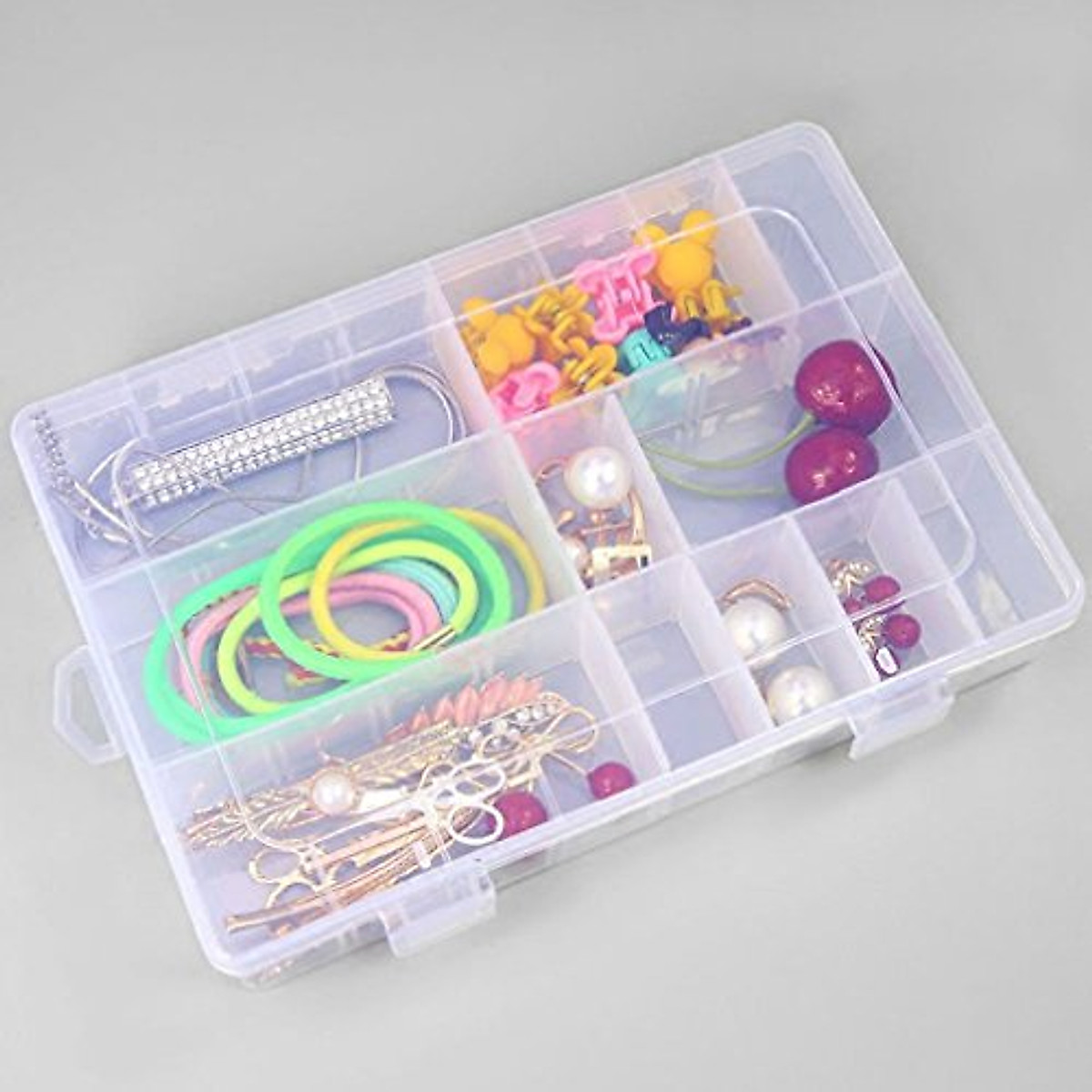 wankausonline 2 Pack Clear Dividers Box 24 Grids Adjustable Plastic Jewelry Organizer and Storage Container for DIY Art Clear Craft Box