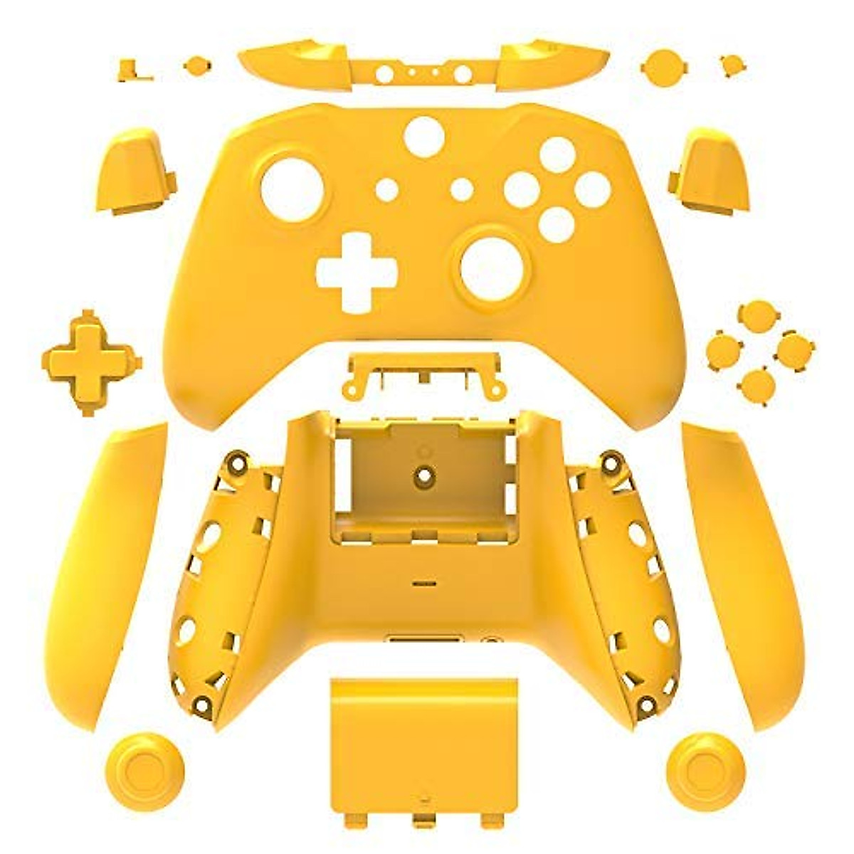 SN-RIGGOR Replacement Housing Full Shell Set Full Buttons Set Faceplates ABXY Buttons RB LB Bumpers for Xbox One S Slim Controller (3.5 mm Headphone Jack) S Controller Repair Parts (Yellow)