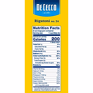 De Cecco Pasta, Rigatoni, 16 Ounce (Pack of 5)