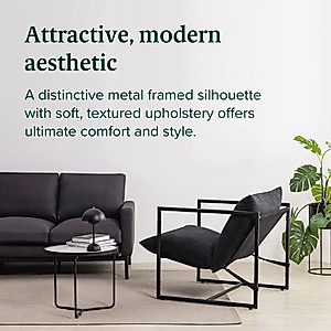 Zinus Aidan Sling Accent Chair/Metal Framed Armchair with Shredded Foam Cushioning, Oatmeal & Aidan Sling Accent Chair/Metal Framed Armchair with Shredded Foam Cushioning, Black