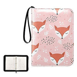 PYBUG Fox Trading Card Binder with Nylon Strap 4-Pocket Waterproof PU Leather Card Collection Binder for 400 Cards Sturdy Card Holder Folders for Game Cards,Sports Cards