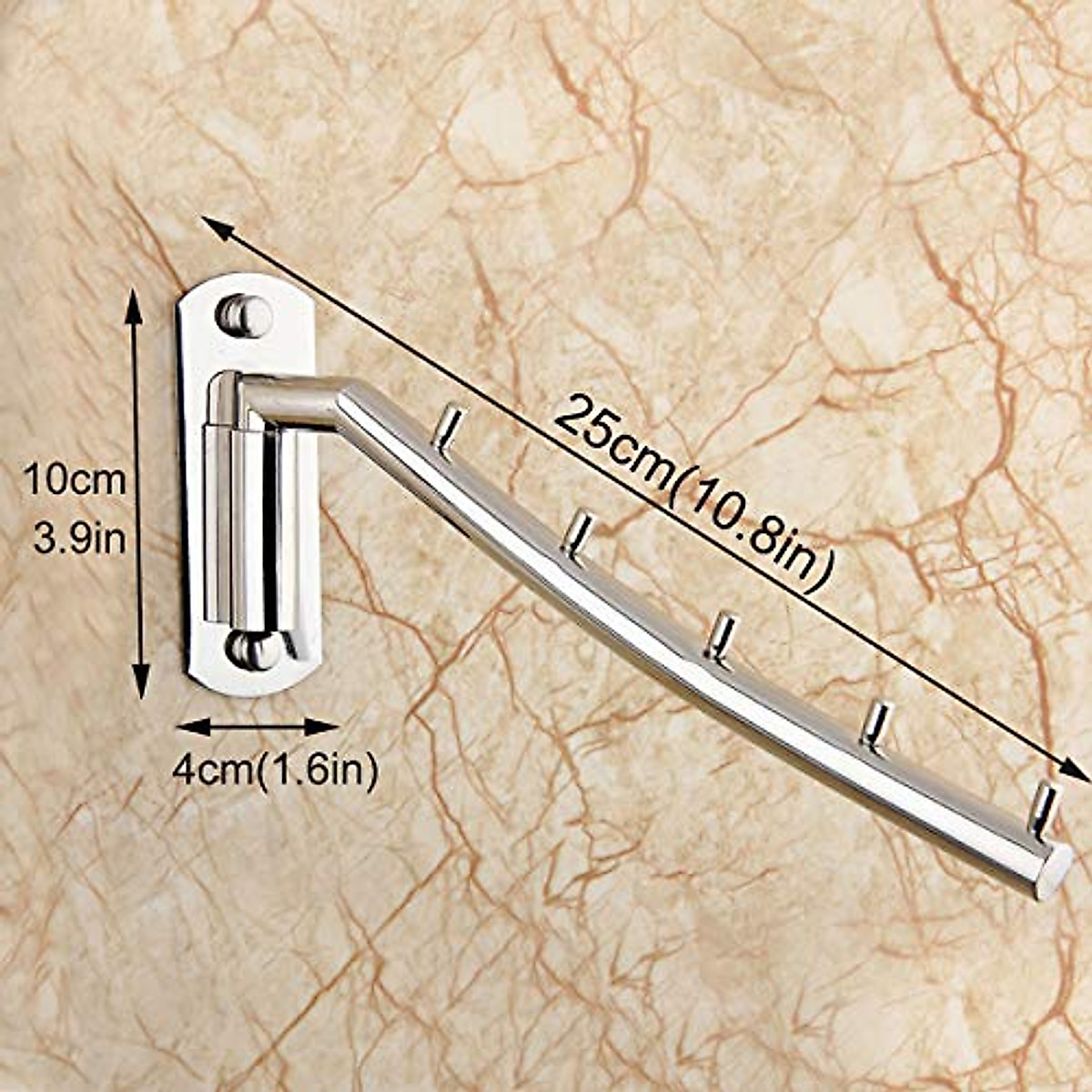 Folding Wall Mounted Clothes Hanger, Adromy Stainless Steel Clothes Holder Swing Arm Closet Drying Rack Clothing Hanging System Heavy Duty Closet Storage Organizer 2 Pack