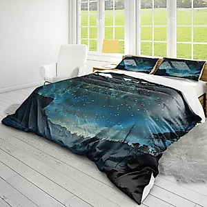 Aimery Starry Night Duvet Cover Set - Enchanting Starry Sky Design, Luxurious Microfiber Comforter for All Seasons with Captivating Celestial Patterns (King (104"x90"),04)
