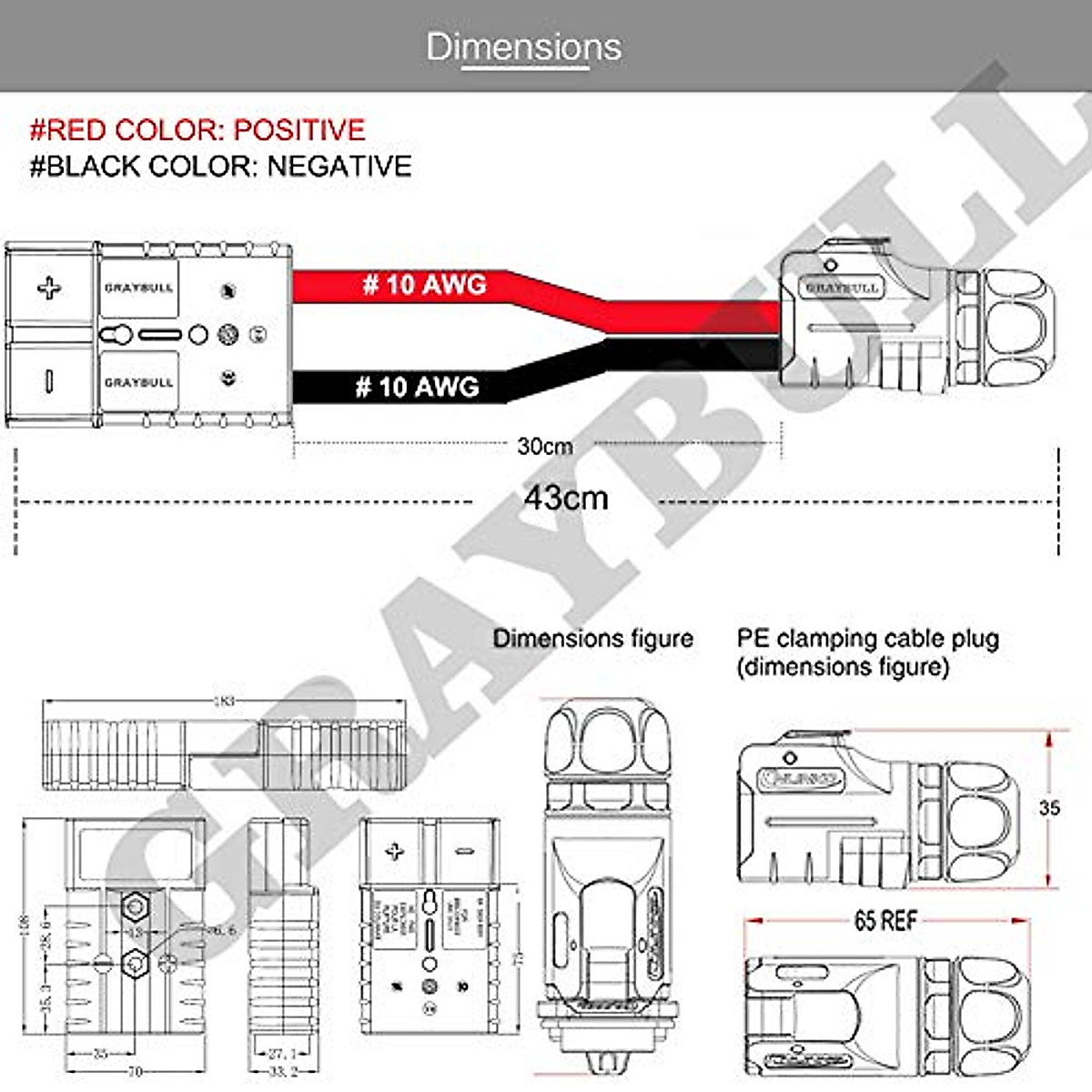 Graybull 2 Pin Adapter Works with Anderson Powerpole 10AWG 2-Pin Adpt Cable for Solar Panel Suitcase,Furrion,Forrest River RV Solar Ports,Grand Design RV's Industry R-50