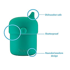 Pura my-my Silicone Sippy Cup - Training Cup, Reusable, Platinum Food Grade Medical Grade, Spill Proof Cups for Kids, Toddlers, Babies & Infants - 2-Pack Mint + Straw, Moss Combo