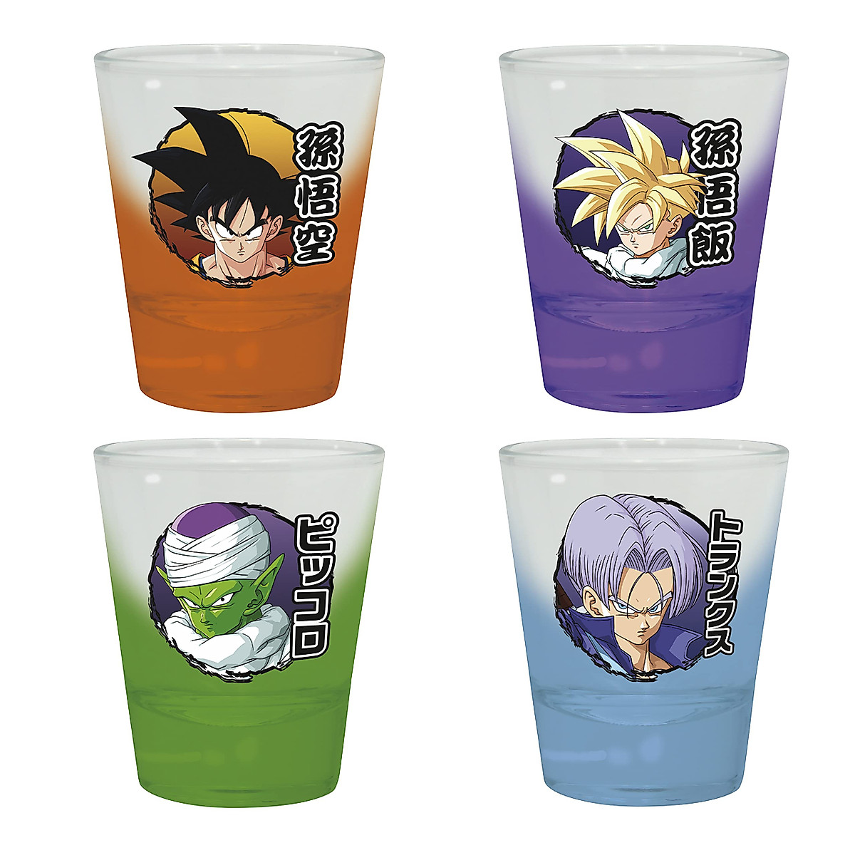 ABYSTYLE Dragon Ball Z Kakarot Heroes 4 Shot Glasses 1.5 Oz. Featuring Goku, Gohan, Piccolo and Trunks DBZ Anime Manga Drinkware Home Essentials Gift