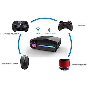 Feilx Mini Projector 2022 Upgraded Portable Video-Projector, HD LED Projector with 4D Digital Keystone 6800 Lumens Home Theater Portable Projector LED Projector