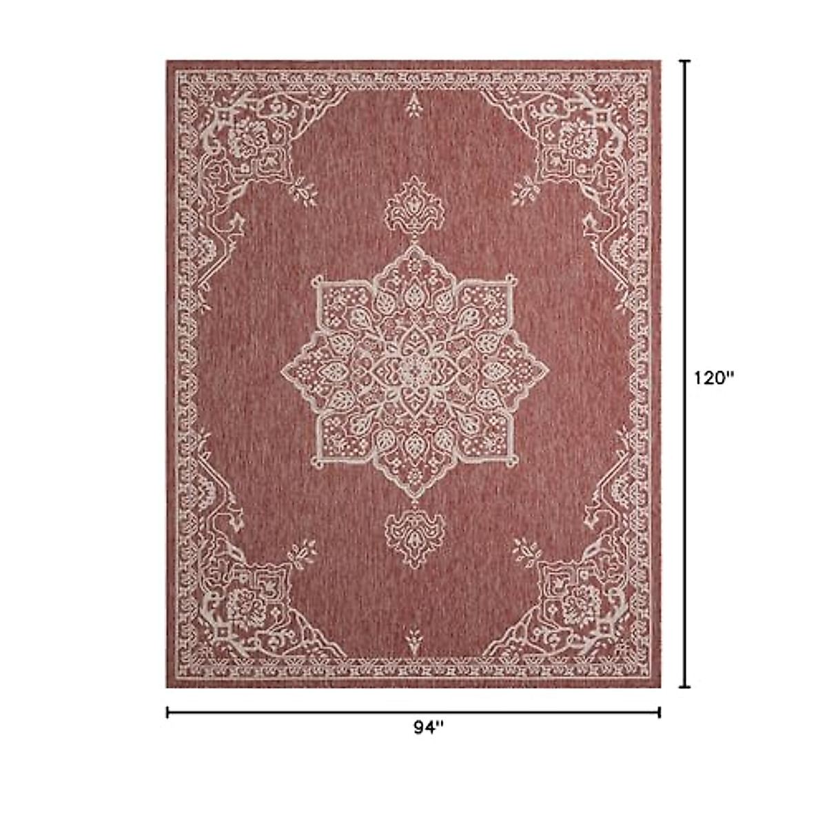 Unique Loom Outdoor Traditional Collection Area Rug - Antique (7' 10" x 10' Rectangle Rust Red/Ivory)