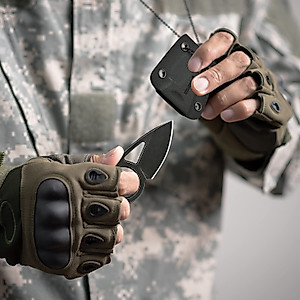 NedFoss Neck Knife with Sheath and Necklace, Spear Finger Hole Fixed Blade EDC Knife, 1.9" Small Knife Necklace for Men Women, EDC Utility Knife Mini Box Cutter