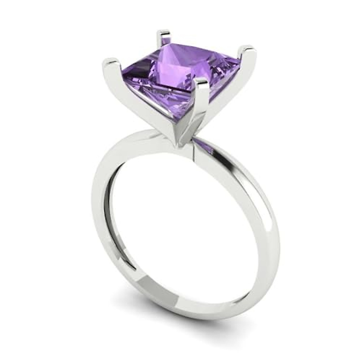 Clara Pucci 3.0 ct Princess Cut Solitaire Simulated Alexandrite Engagement Wedding Bridal Wedding Anniversary Ring 14k White Gold 6.5