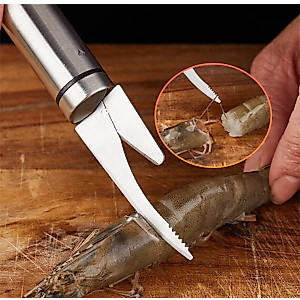 5 in 1 Multifunctional Shrimp Line Fish Maw Knife with Fishbone Forceps, 304 Stainless Steel Shrimp Peeler,Fish Scale Remover, Kitchen Fish and Shrimp/Duck Intestine Cleaner (2)