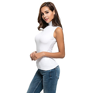 Nasperee Women Sleeveless Mock Turtleneck Tank Tops Slim Fit Stretchy Layer Tee Shirts