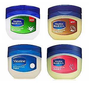 Vaseline Blue Seal Series (Variety 4 Pack)Cocoa Butter, Vitamin E, Aloe fresh, Original